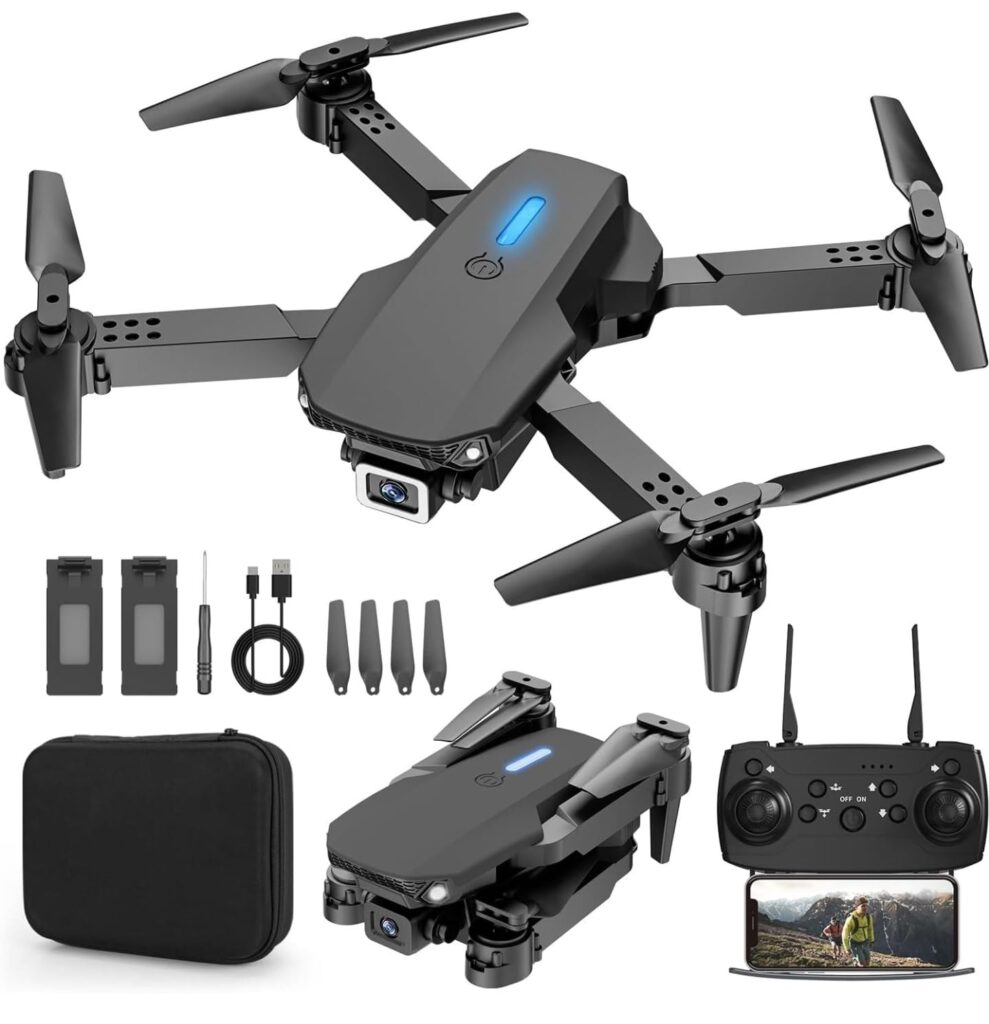 E88 Drone w/HD Dual Camera for Beginners Simple Foldable RC Quadcopter ...